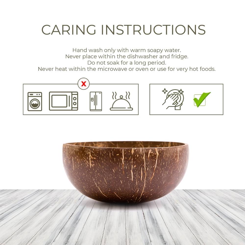 Natural Coconut Bowls With Spoons And Forks | Set of 2 For Smoothie, V ...